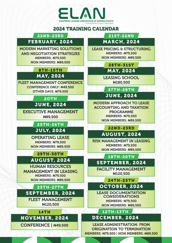 2024 TRAINING CALENDAR - ELAN